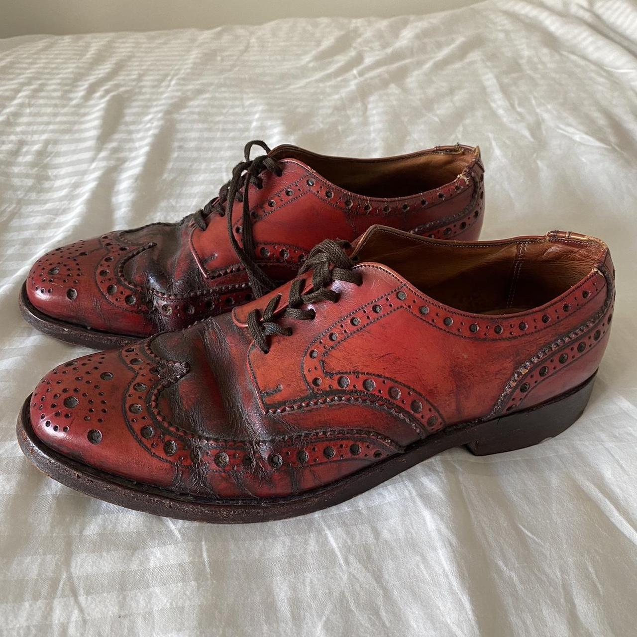 Vintage men’s red leather brogue shoes US 9.5 #brogues - Depop