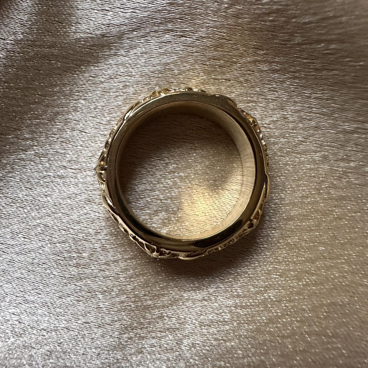 Gold chunky sun & moon cubic zirconia ring... - Depop