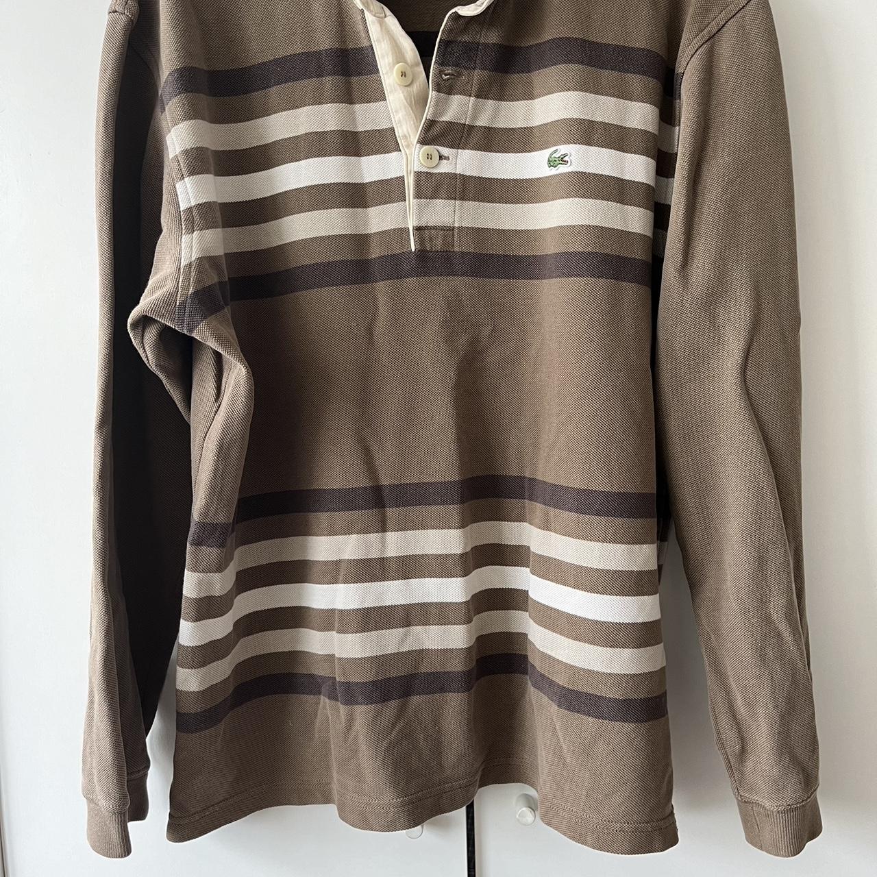 Lacoste Striped Rugby Shirt - 100% cotton Collar... - Depop