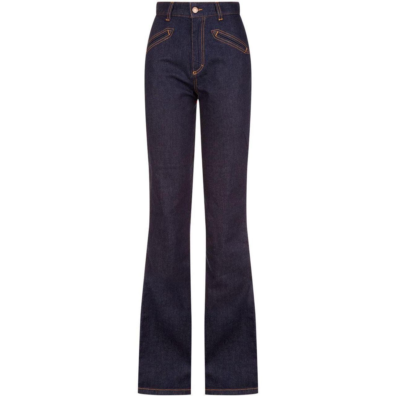 Gorgeous Fiorucci flared dark blue denim jeans. W30.... - Depop