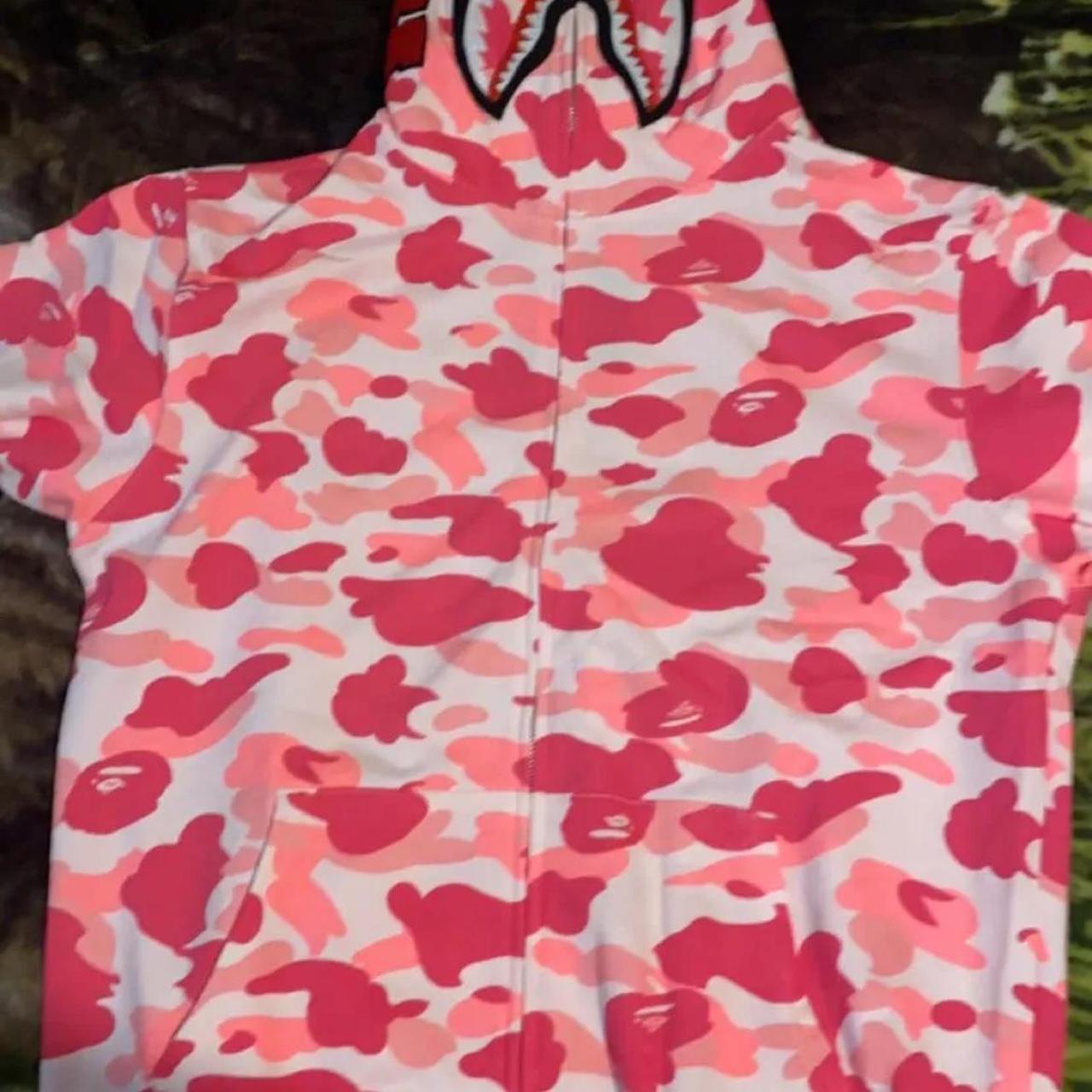 Pink BAPE heart hoodie | Depop