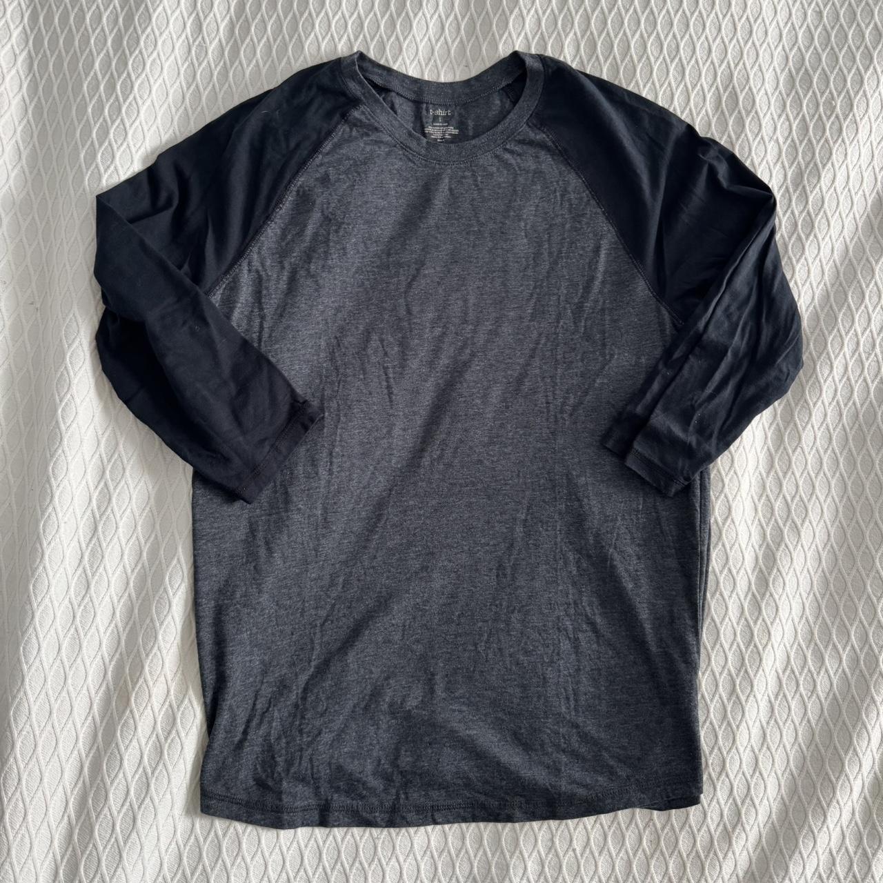 L Black/Grey Baseball Tee Nice basic two toned mid... | Depop