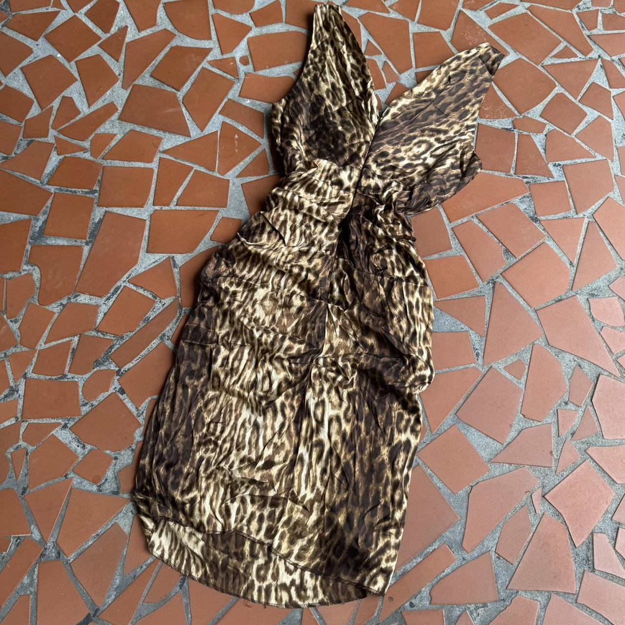 Vintage Cache Animal print silk dress Size 12 In... | Depop