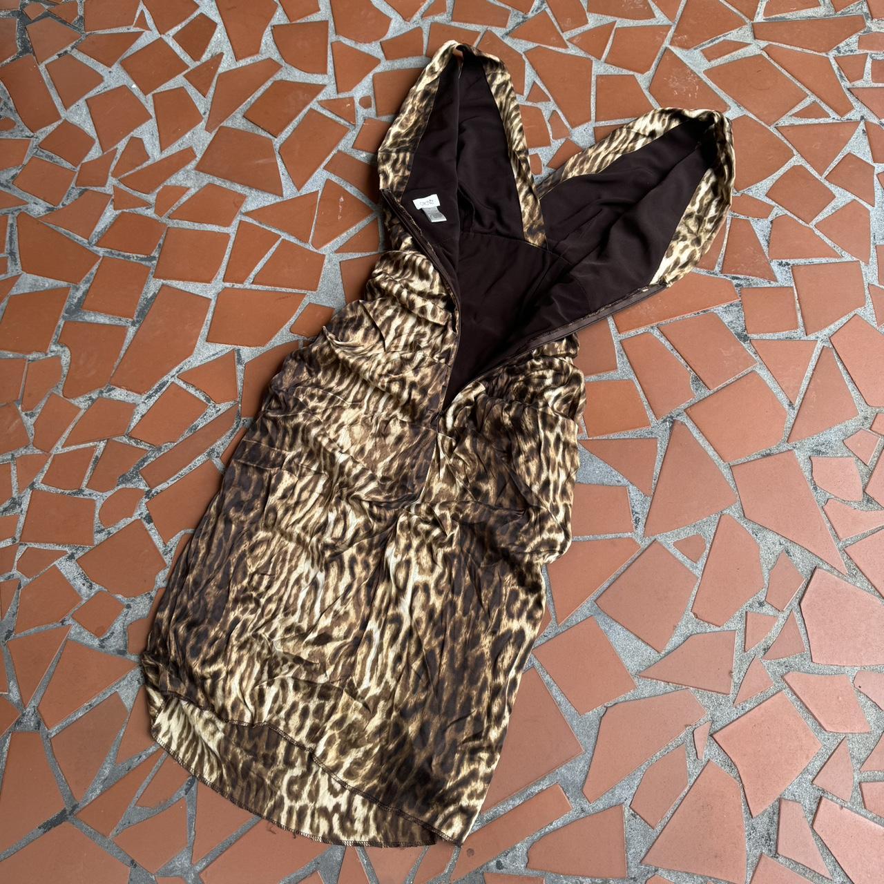 Vintage Cache Animal print silk dress Size 12 In... | Depop