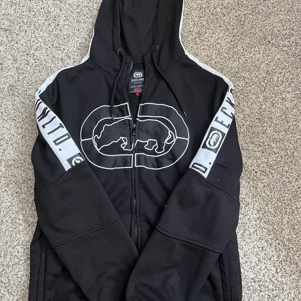 Black and white Ecko Unltd. zip-up hoodie #skater | Depop