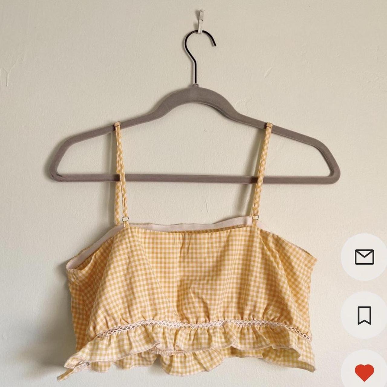 Eggie yellow gingham tops sooo cute. Fits size small... - Depop