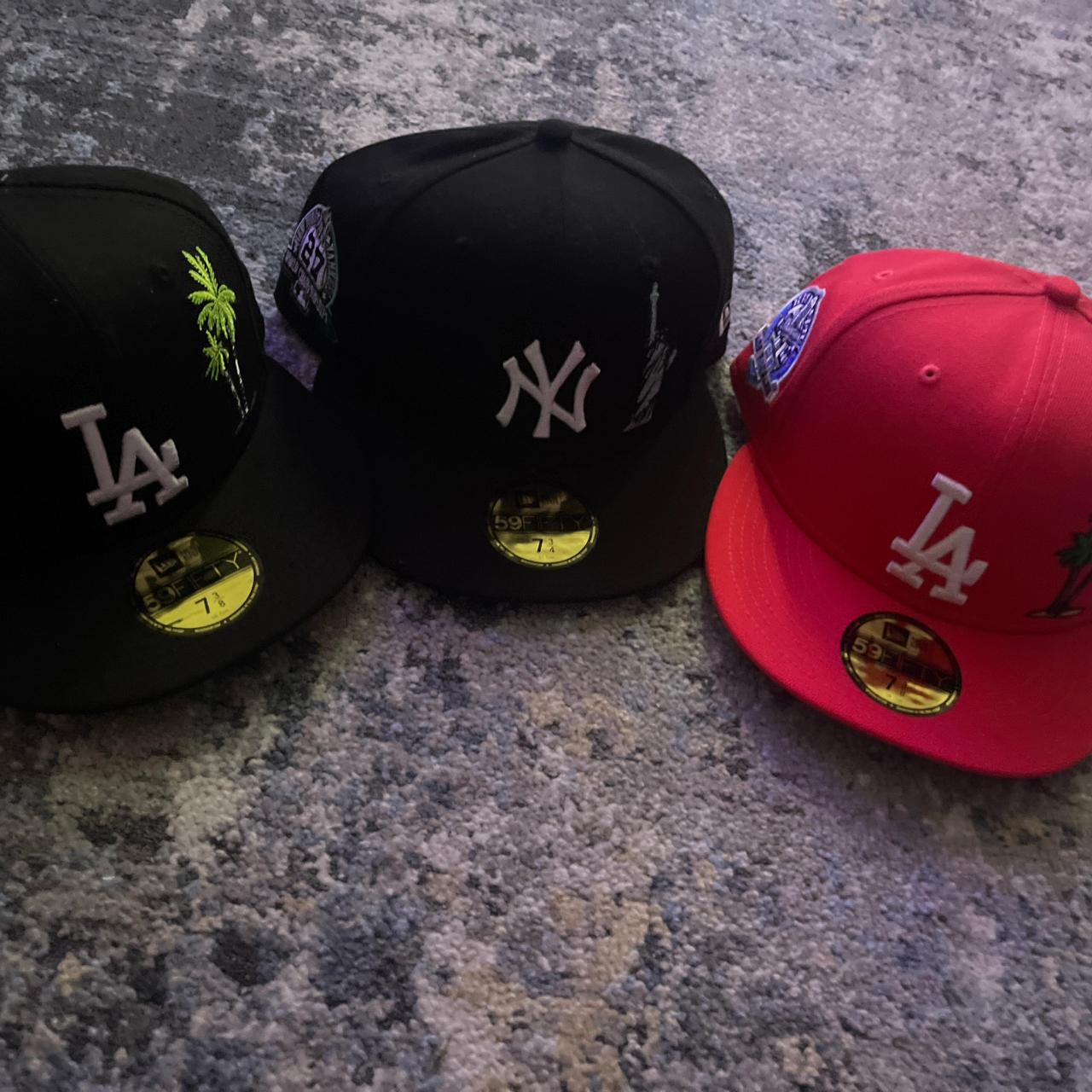 New Era black and red fitted caps. DM after purchase... | Depop