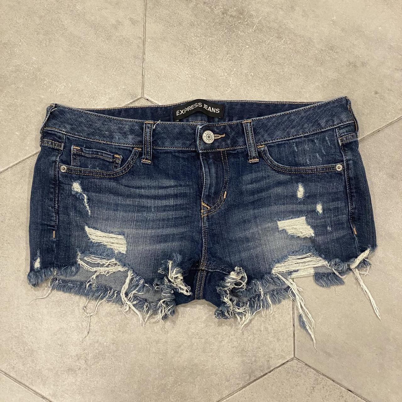 Express Jeans denim shorts. Daisy duke style JORTS!... - Depop