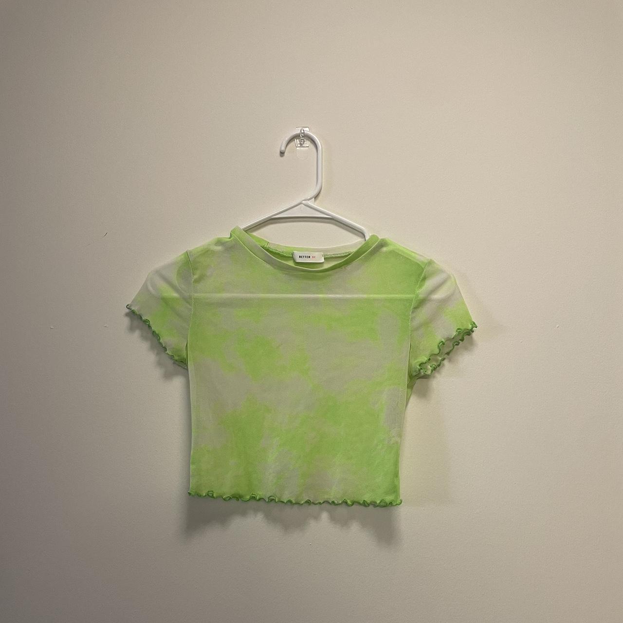 BETTER BE small neon green sheer rave top #neon... - Depop