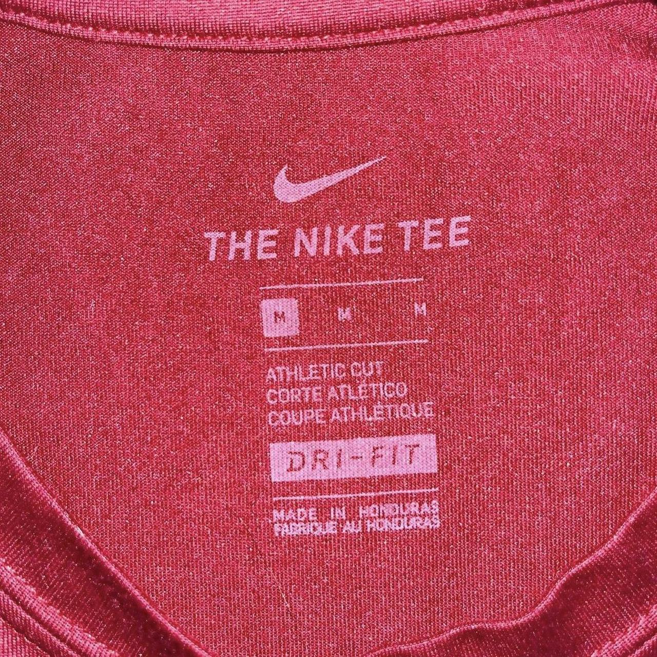 medium red dri fit nike tee-shirt - Depop