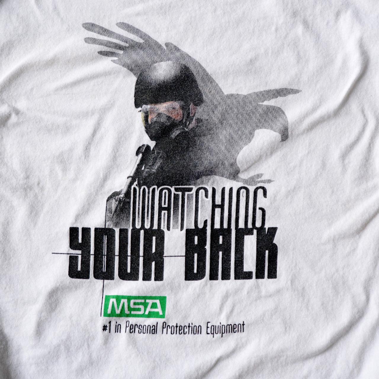 vintage MSA police aop graphic t shirt- fits like a... - Depop