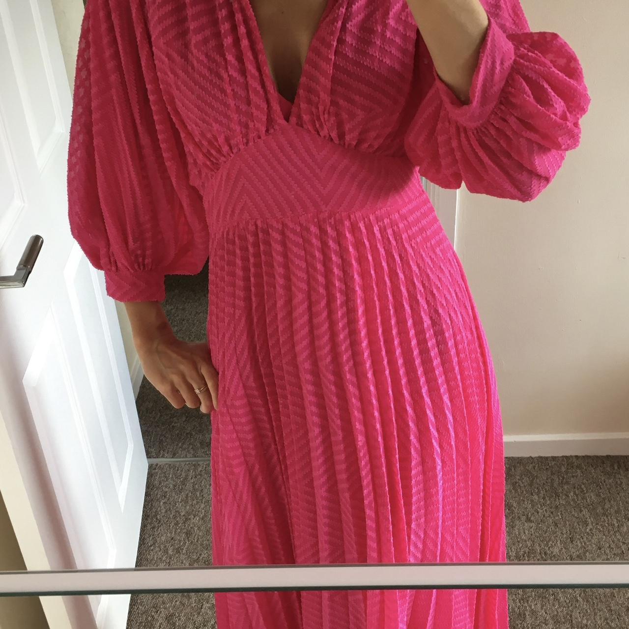 Asos pink fuchsia pleated summer dress. Worn once,... - Depop