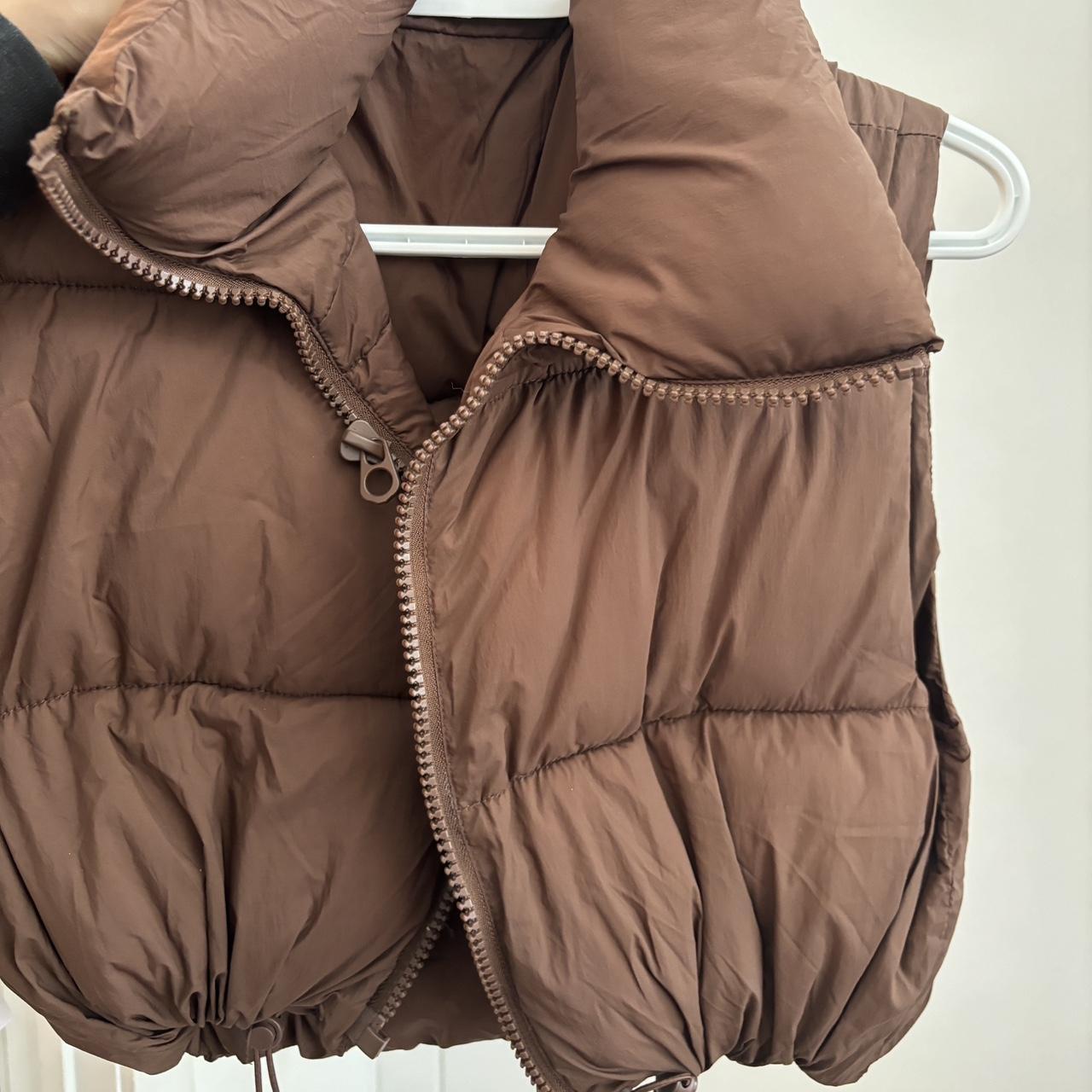 shein brown cropped puffer vest (fits women’s... - Depop