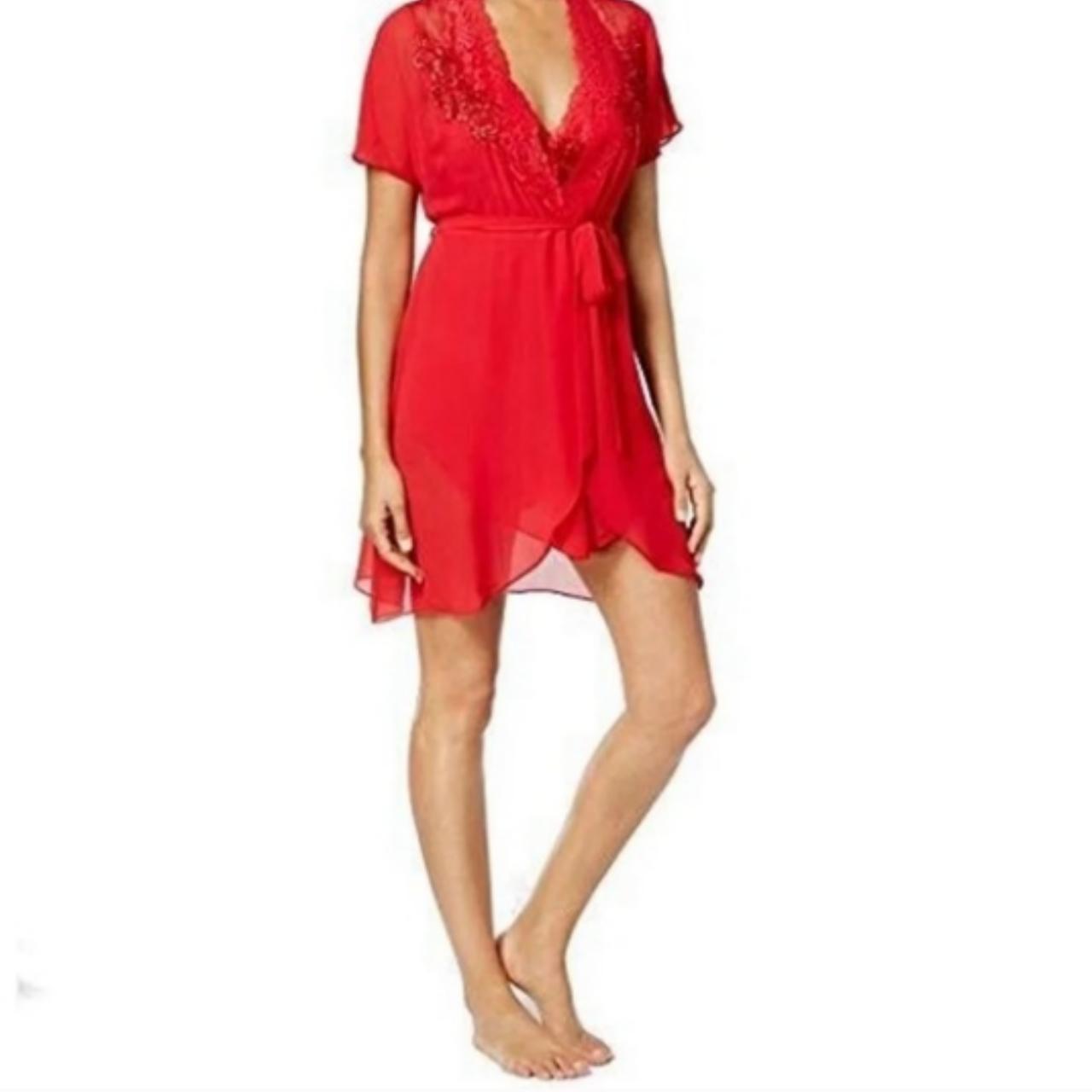 Linea Donatella Red Lace Robe with inner ties. Red... - Depop