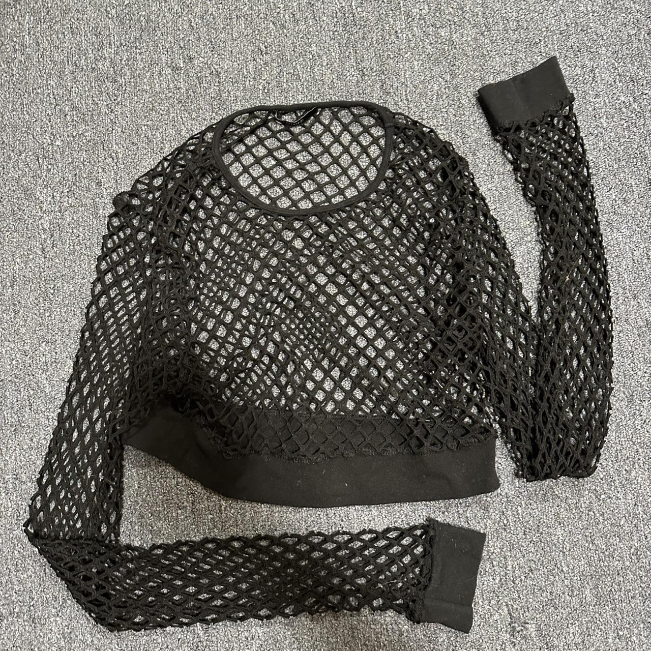 Black fishnet top with long sleeves #goth #punk #dance | Depop
