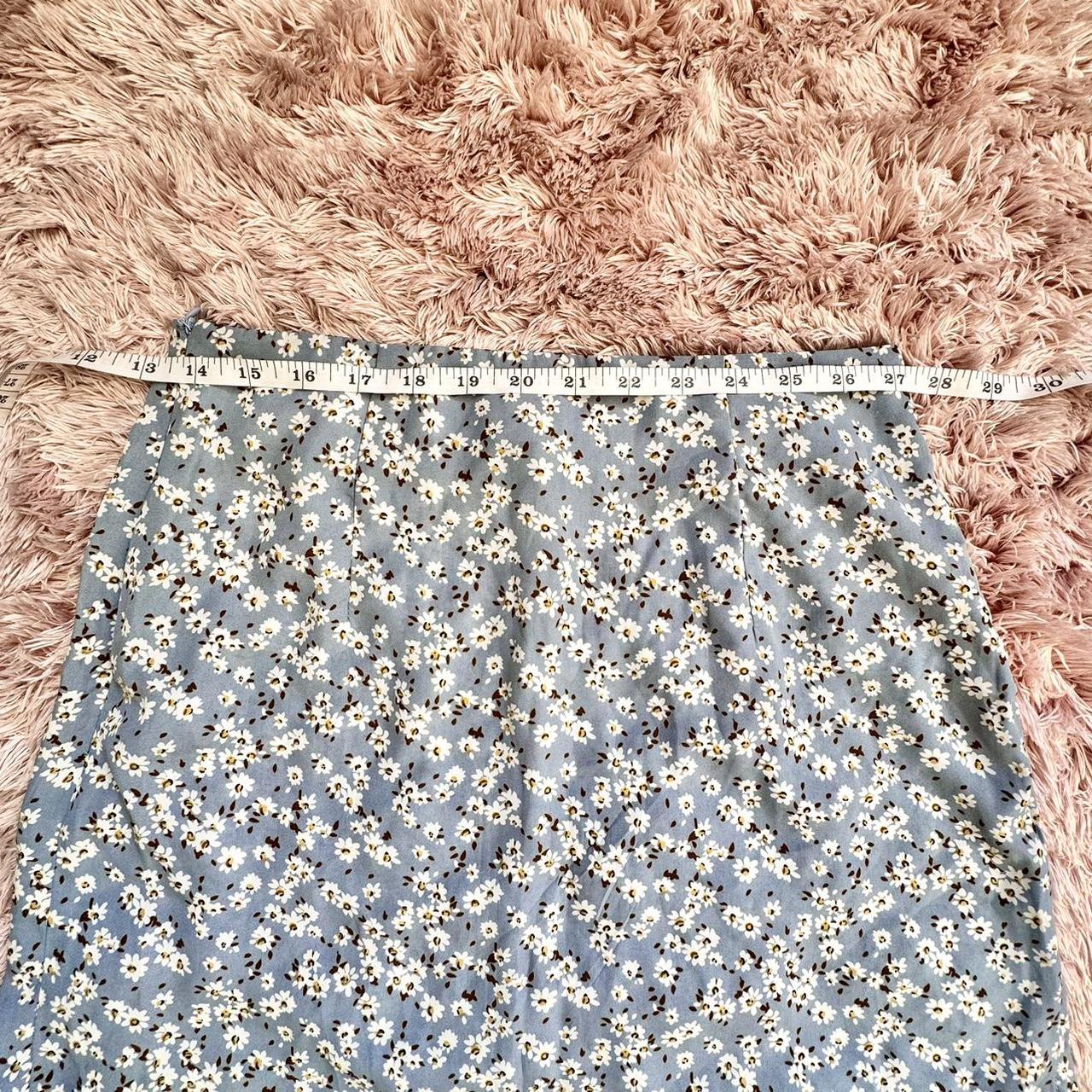 Light Blue Floral Midi Skirt ∘ The material is... - Depop
