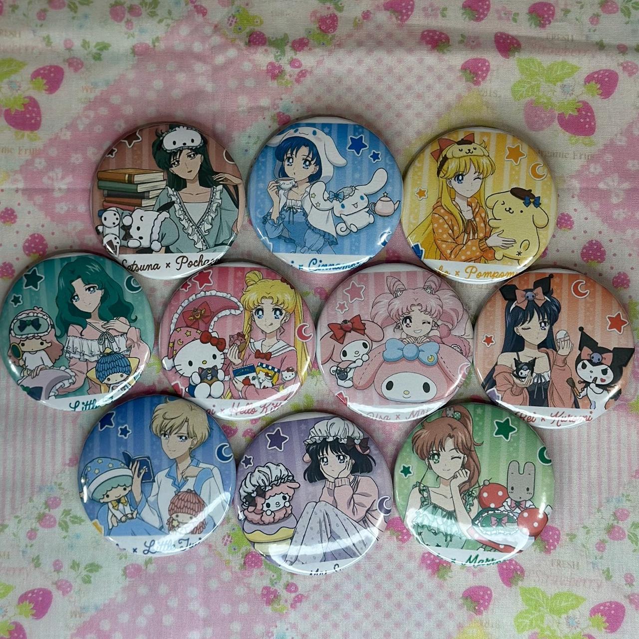 Sailor Moon x Sanrio 10 Piece Pin Badge Set Set of... | Depop