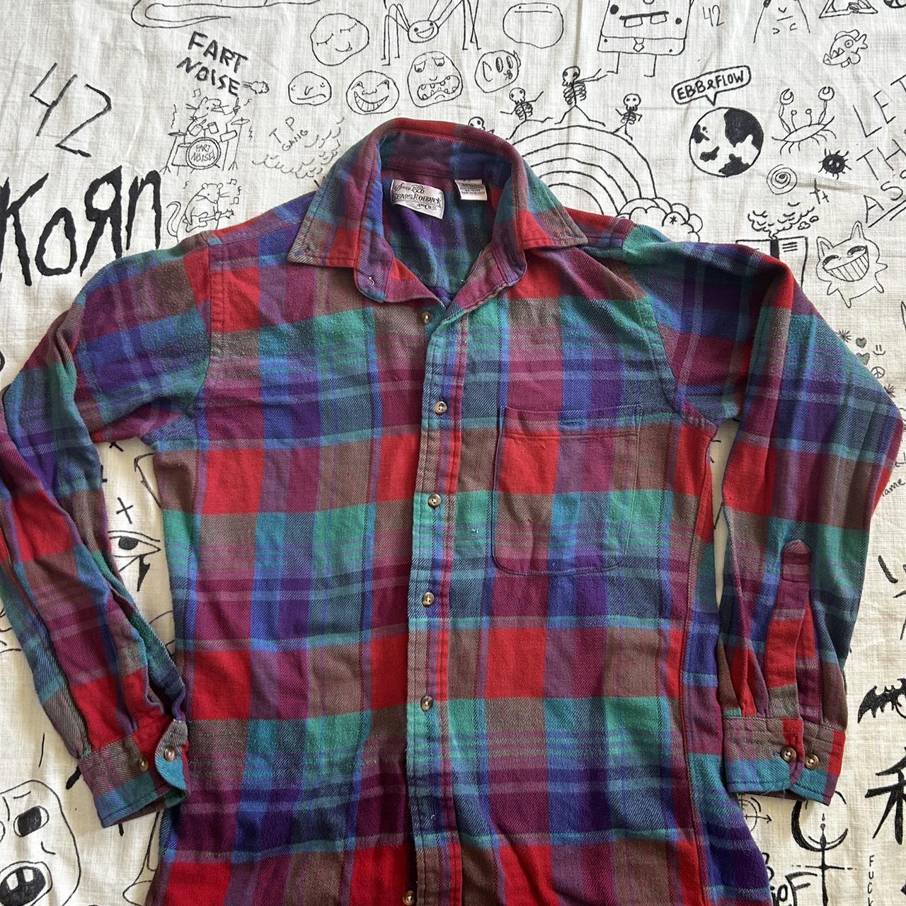 Retro multi color flannel - Depop