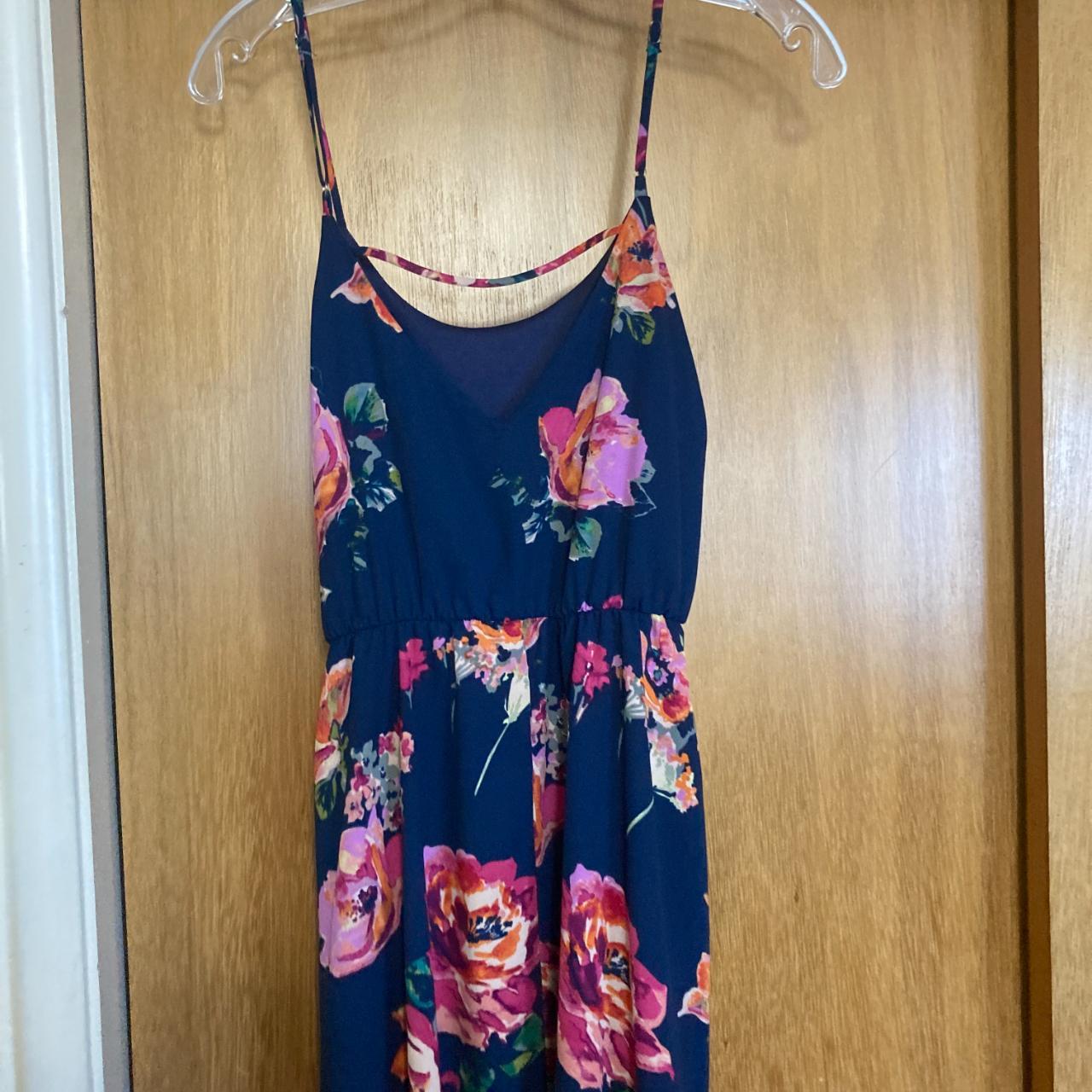 Everly Blue Pink Floral Spaghetti Strap Mini Dress - Depop