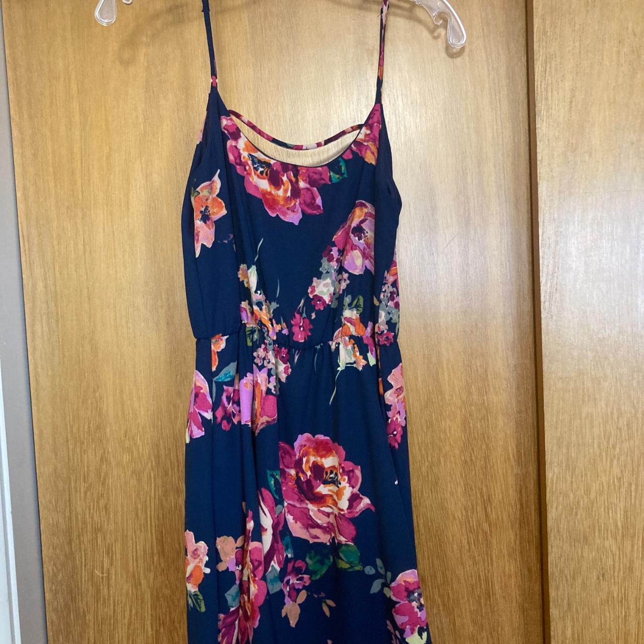 Everly Blue Pink Floral Spaghetti Strap Mini Dress - Depop