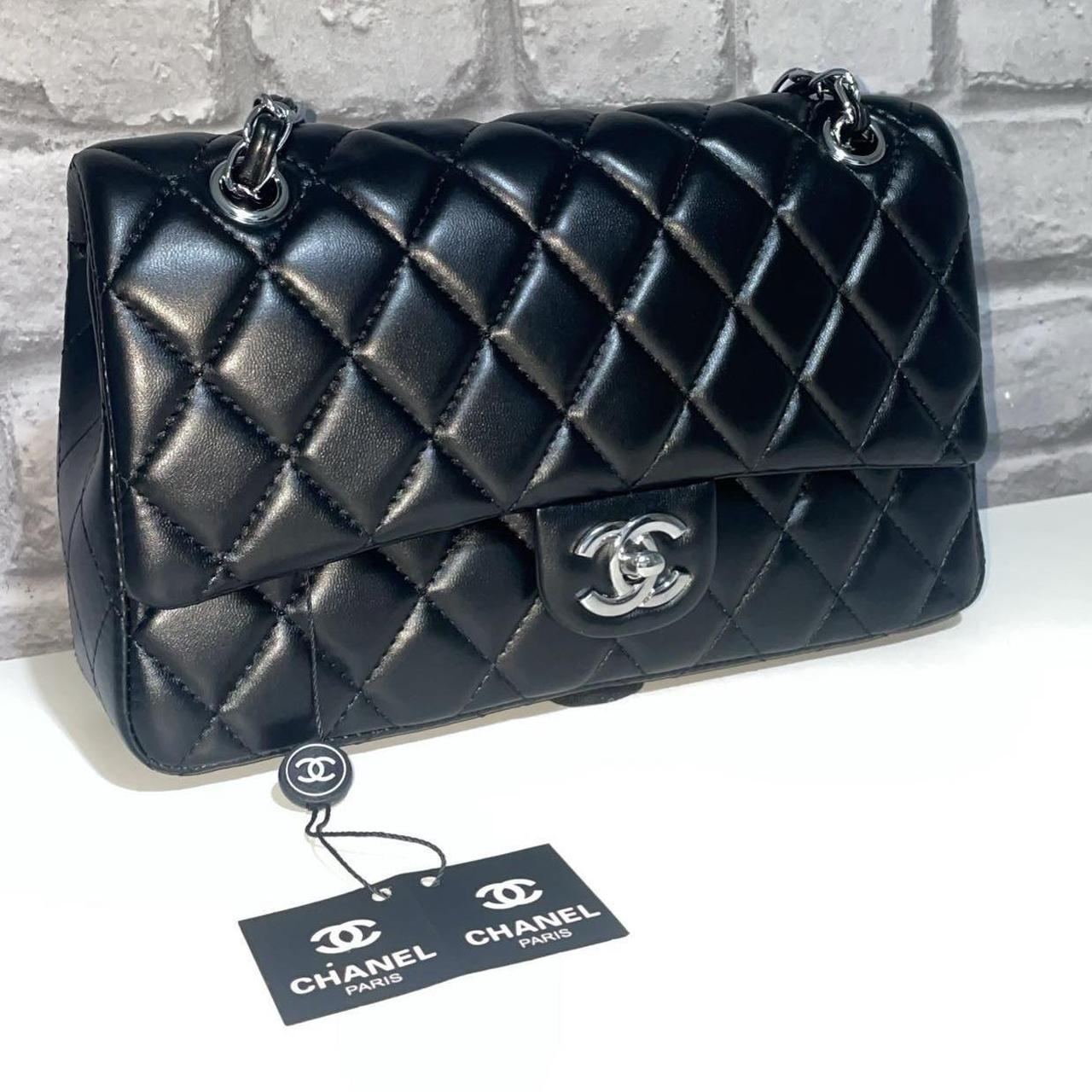 Black Chanel bag. Double flap Comes with dust bag... - Depop