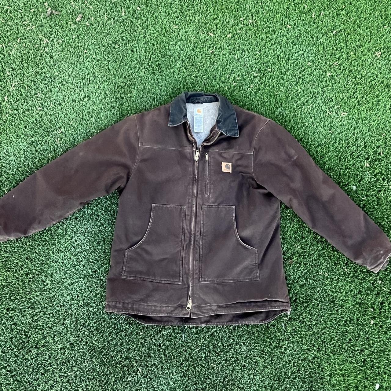 Brown Carhartt jacket sherpa vintage jacket... | Depop