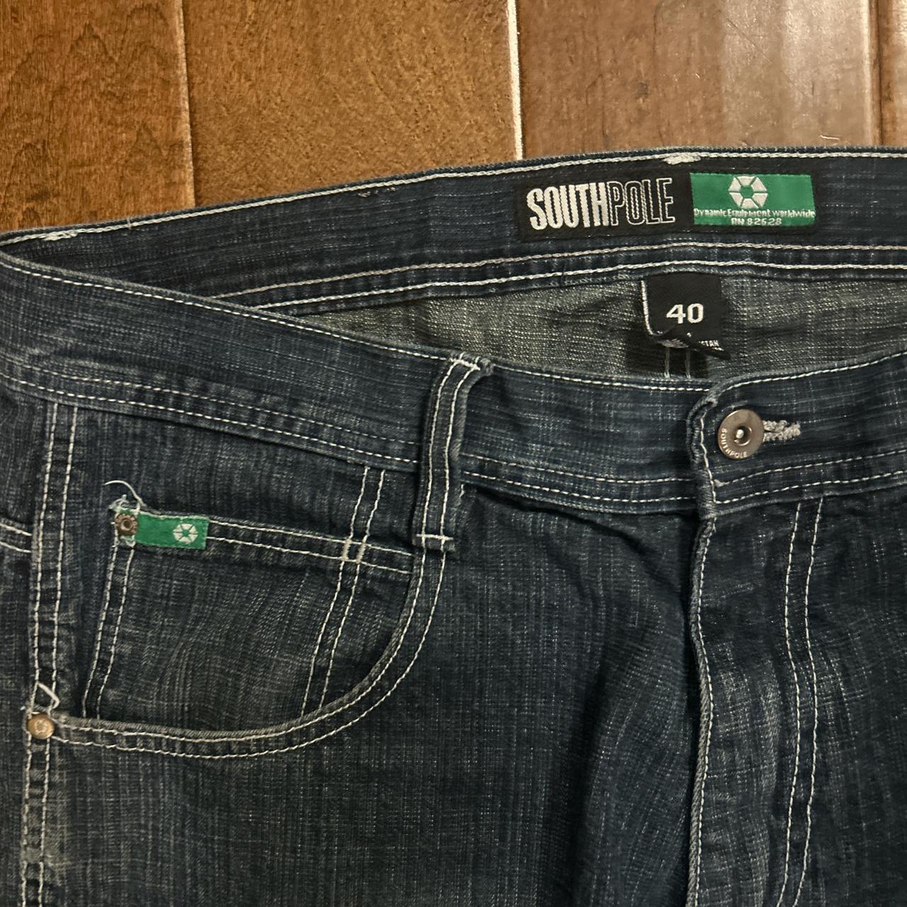 super baggy green tab southpole embroidered jeans... | Depop