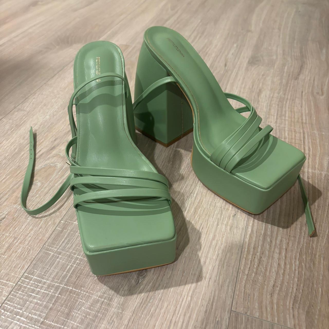 Platform lace-up block heels from PRETTYLITTLETHING.... - Depop