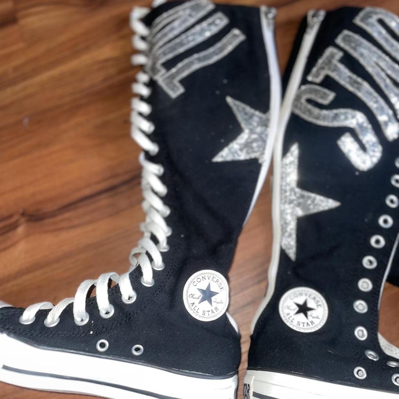 y2k glitter knee high converse. one pair is missing... - Depop