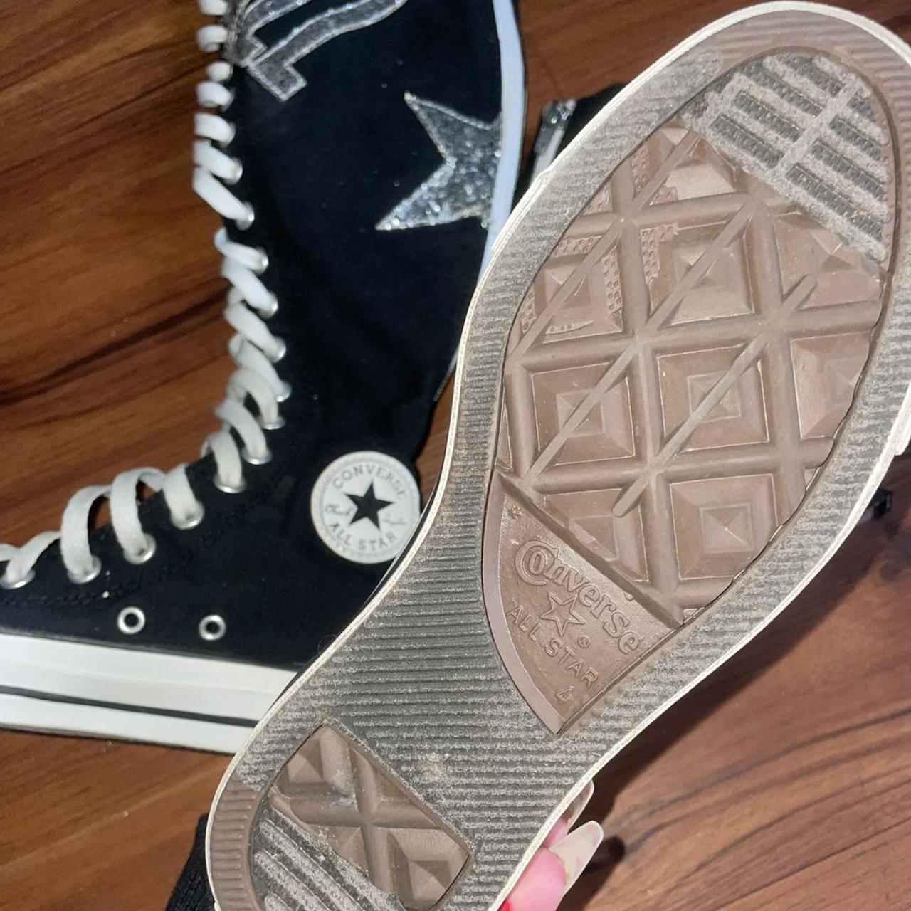 y2k glitter knee high converse. one pair is missing... - Depop