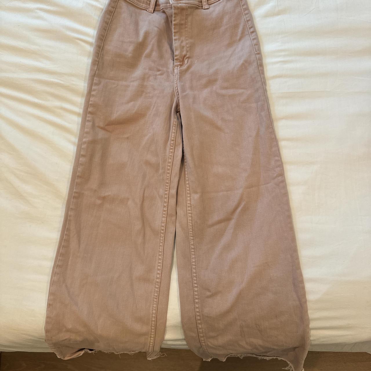 dusty rose oat jeans size 26 stretchy - Depop