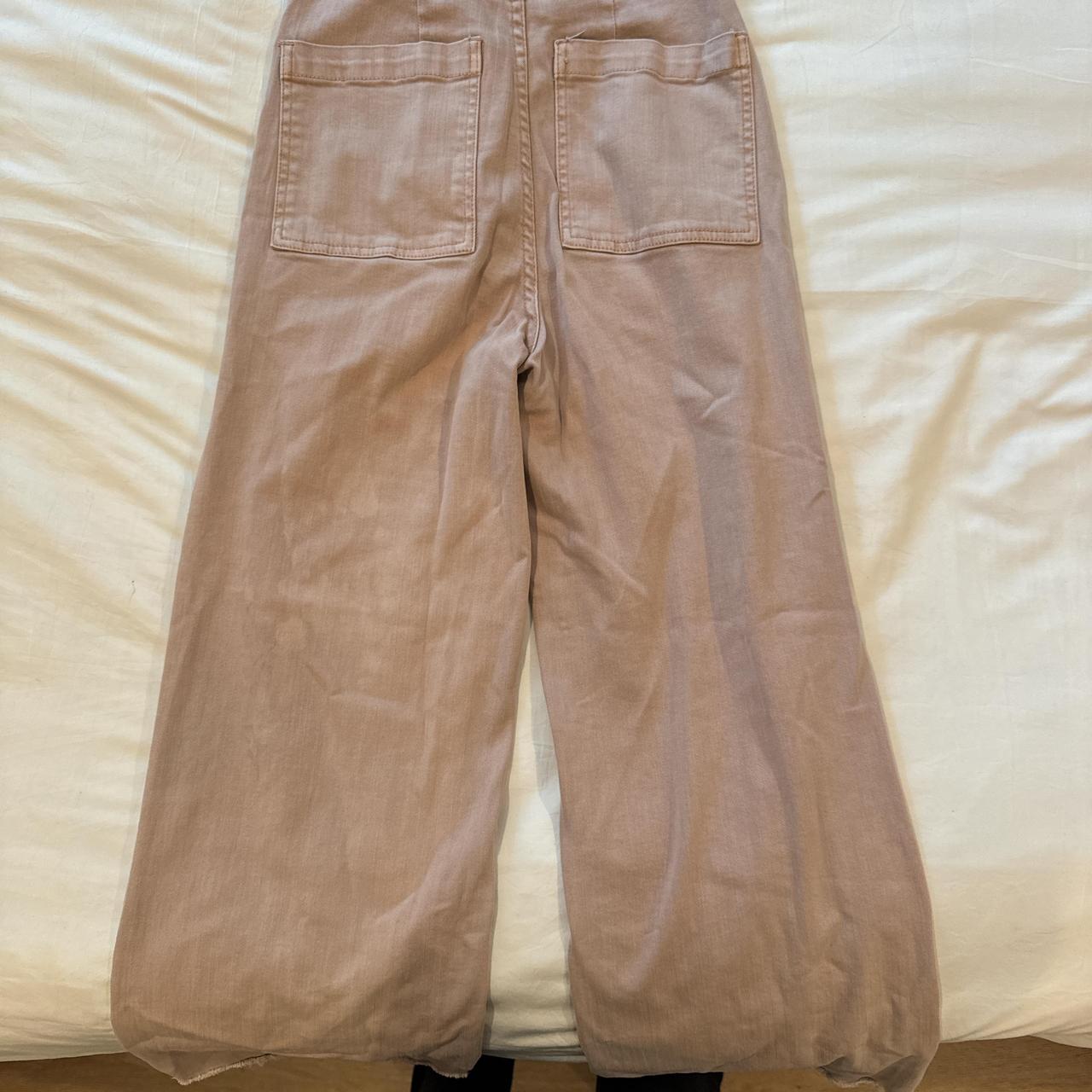 dusty rose oat jeans size 26 stretchy - Depop