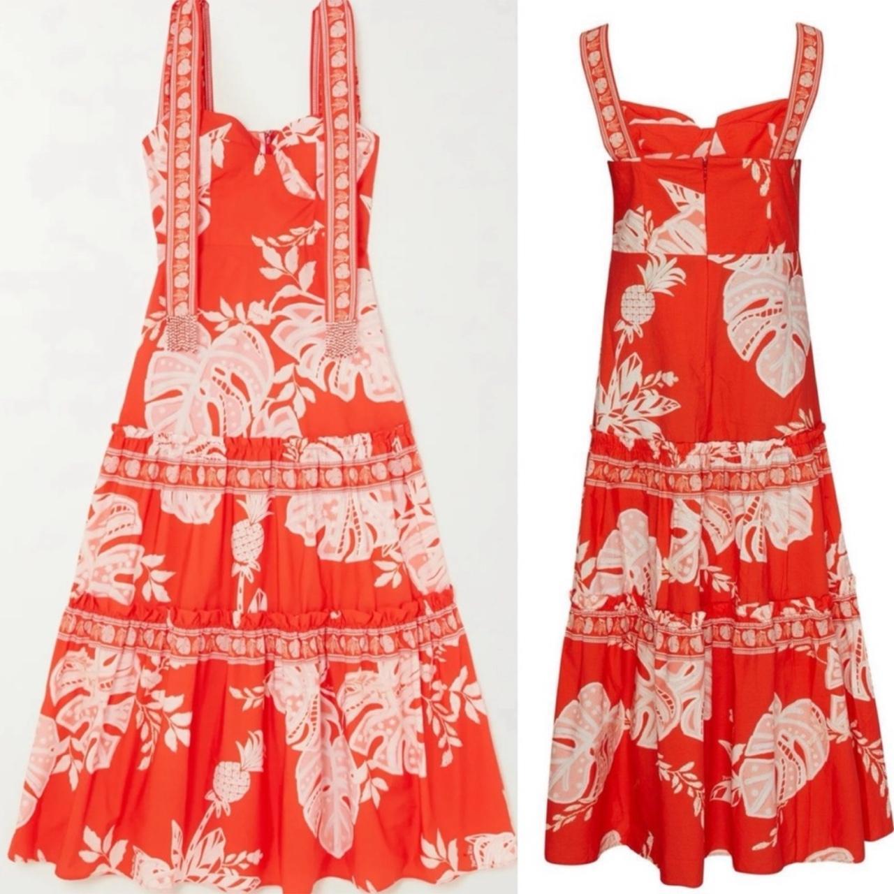 Farm Rio Lace Monsteras Red Tiered Beaded Tassel... - Depop