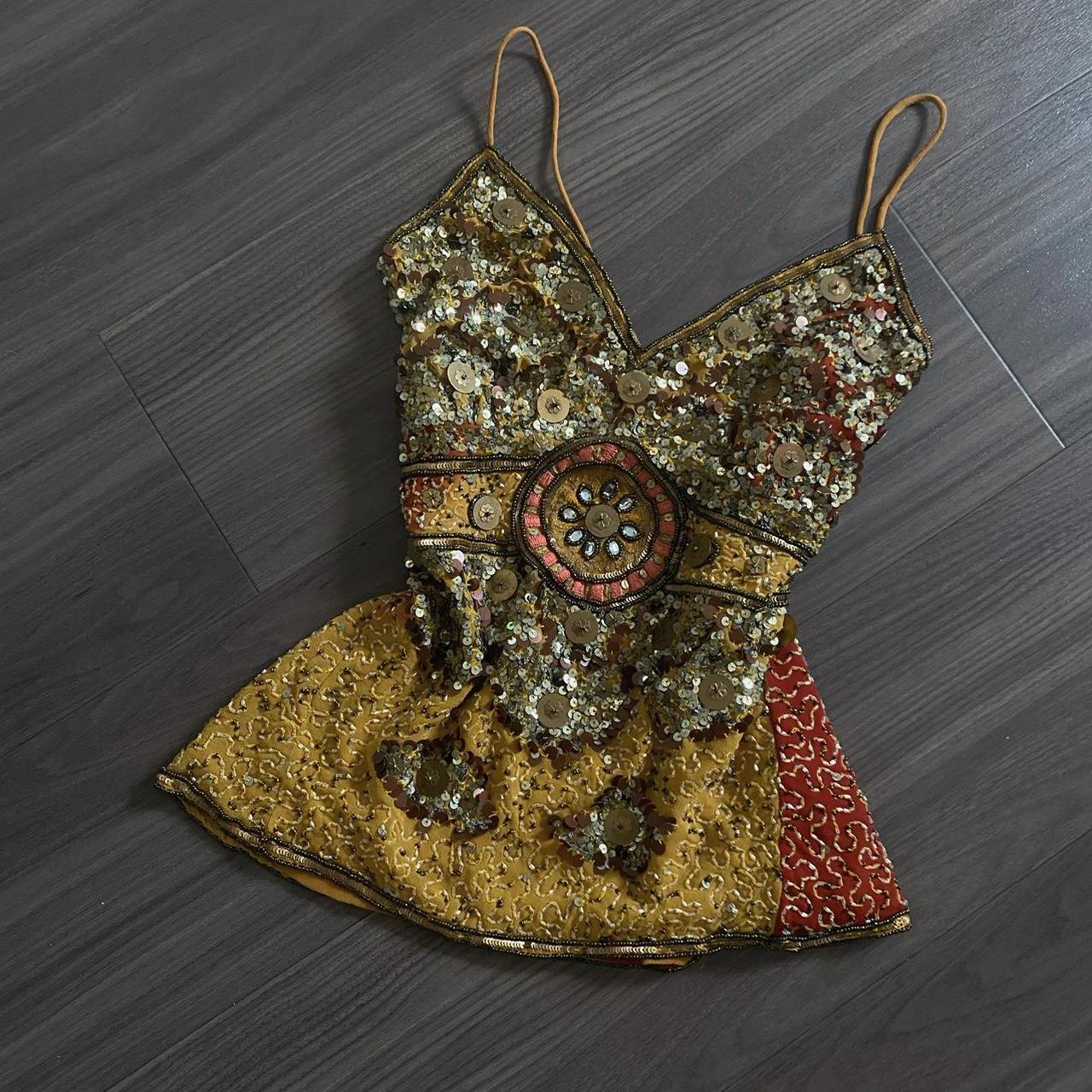 the most stunning yellow hand beaded top with... - Depop