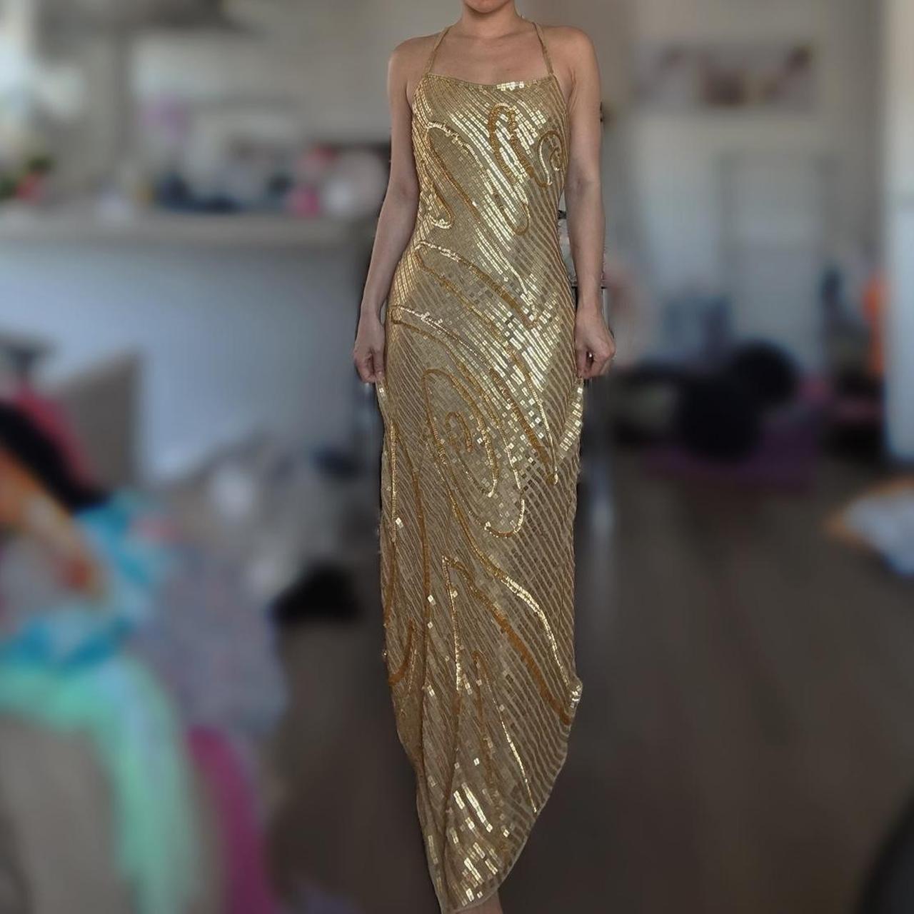 Gilded Siren Evening Dress Absolutely gorgeous gold... - Depop