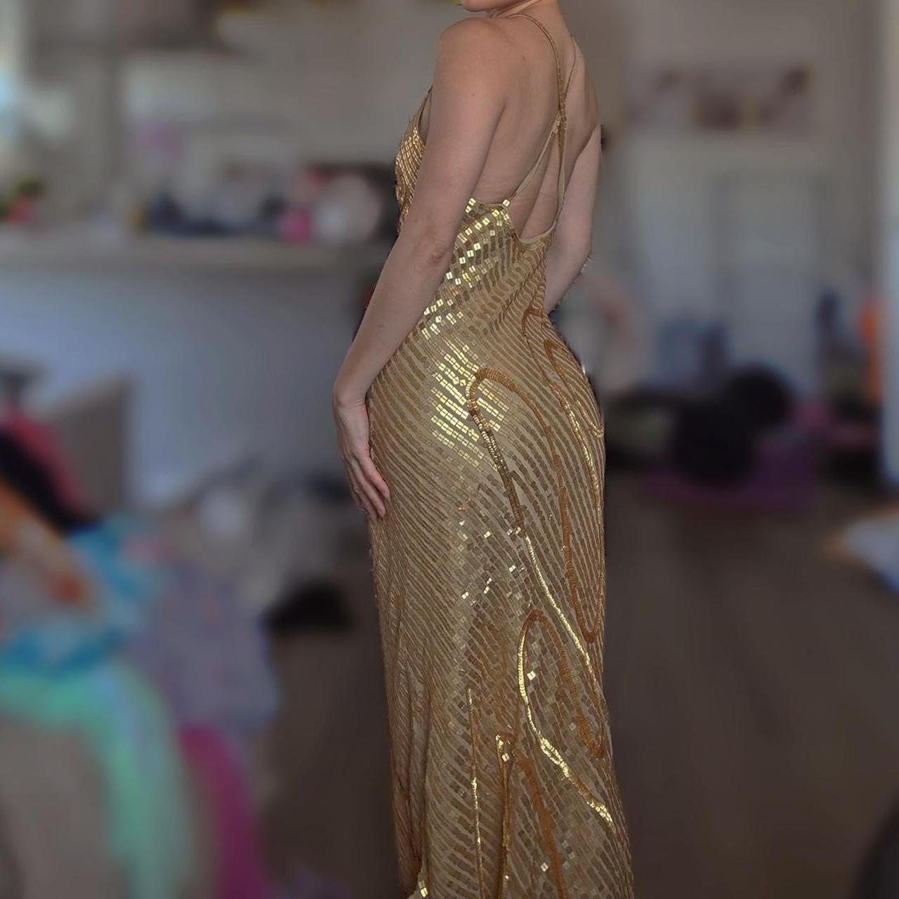 Gilded Siren Evening Dress Absolutely gorgeous gold... - Depop