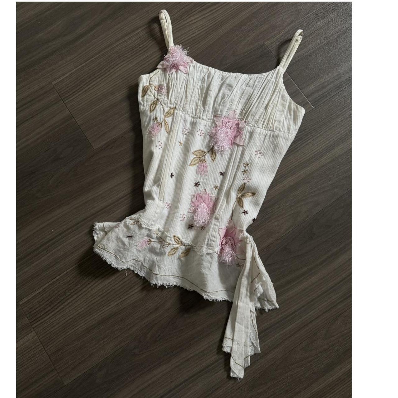 🧚🏻 the prettiest cream cotton beaded fairy top with... - Depop