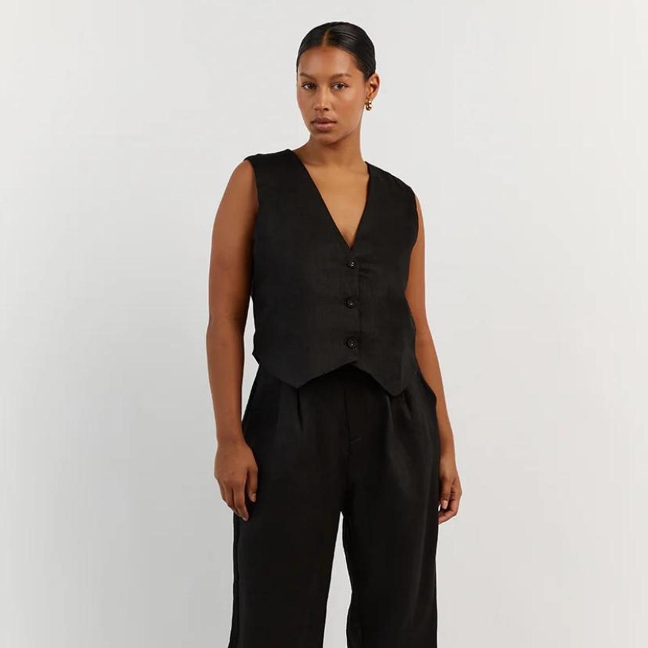 NWT Women’s DISSH Banks Black Linen Vest SZ... - Depop