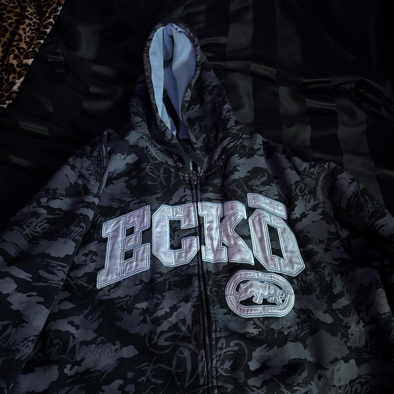 Ecko Unltd. zip-up hoodie in black and grey #streetwear | Depop