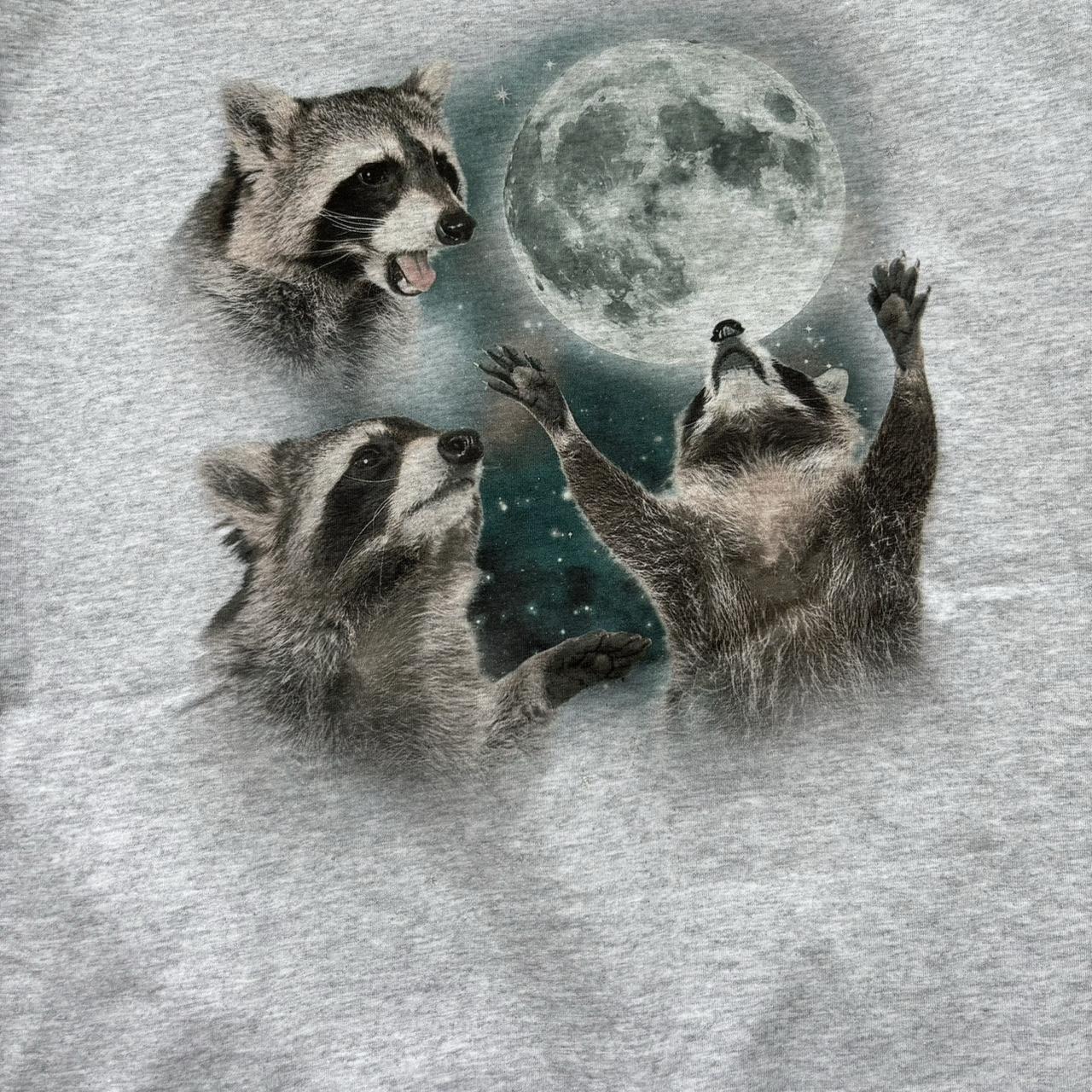 Retro style Raccoon and full moon graphic tee... - Depop