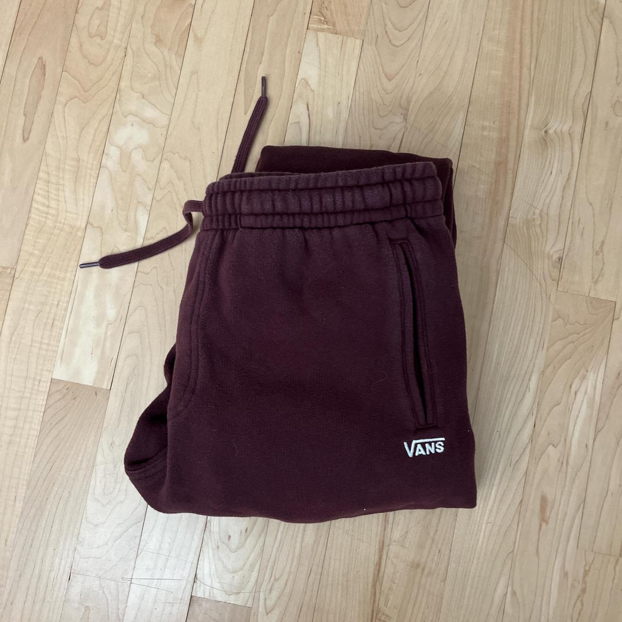 vans sweatpants maroon size small no... - Depop
