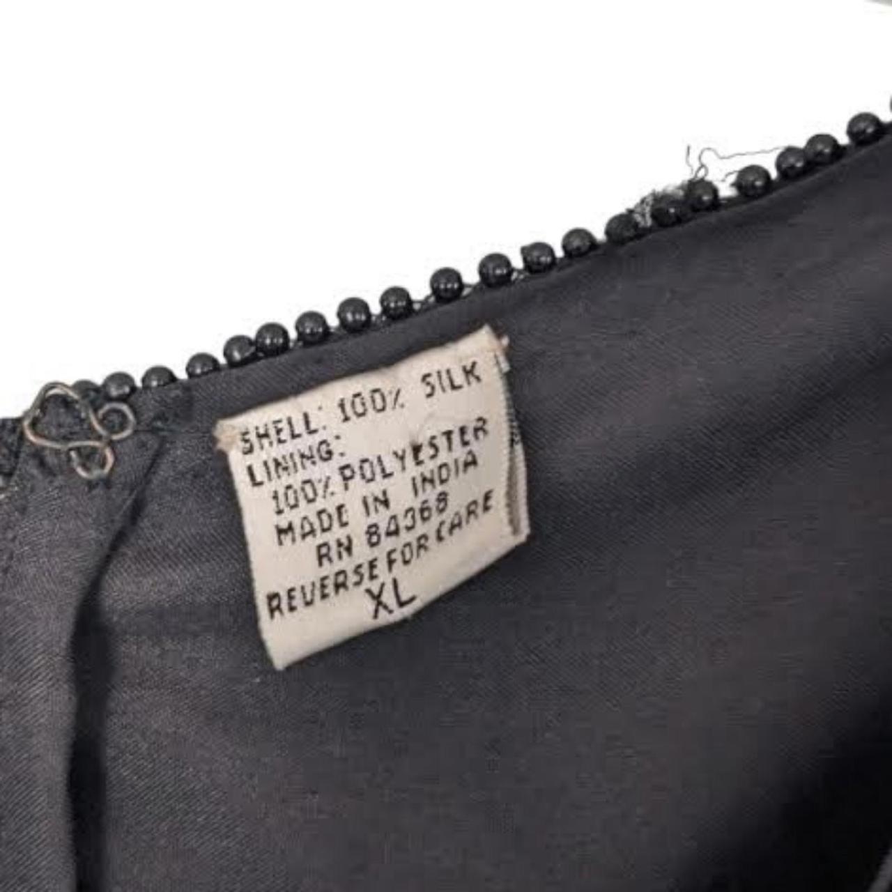 Laurence Kozar Black Silk Vintage Formal Beaded Mini... | Depop