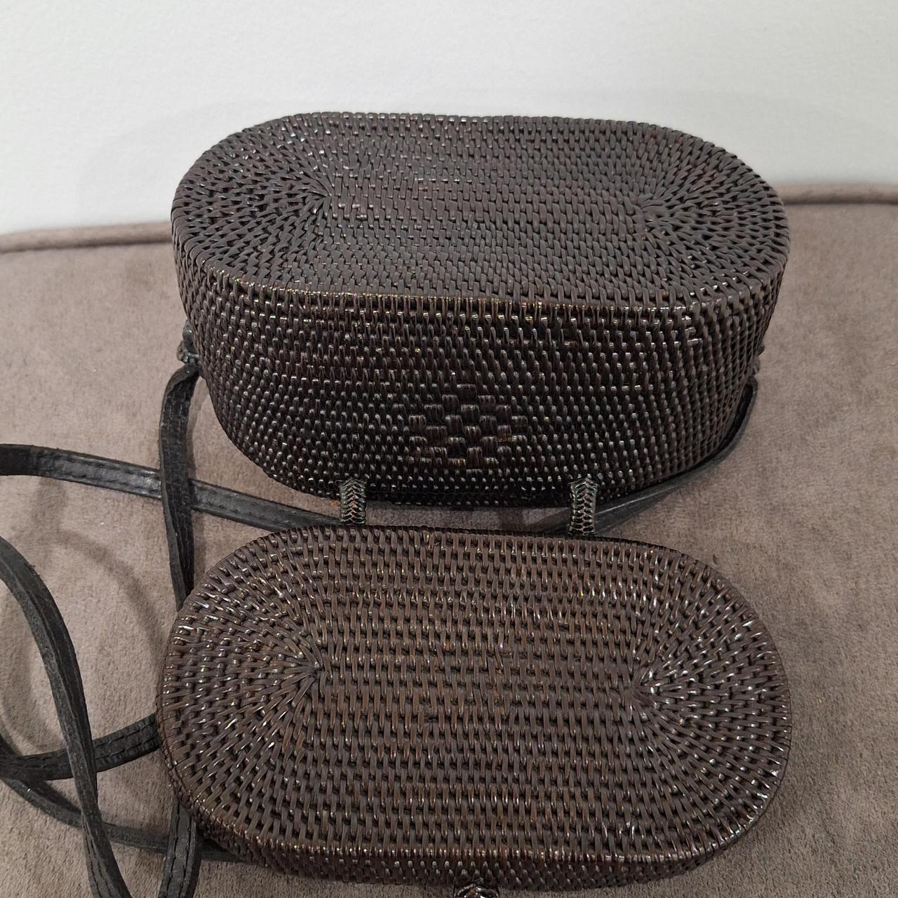 The cutest small black wicker purse. It's big enough... - Depop