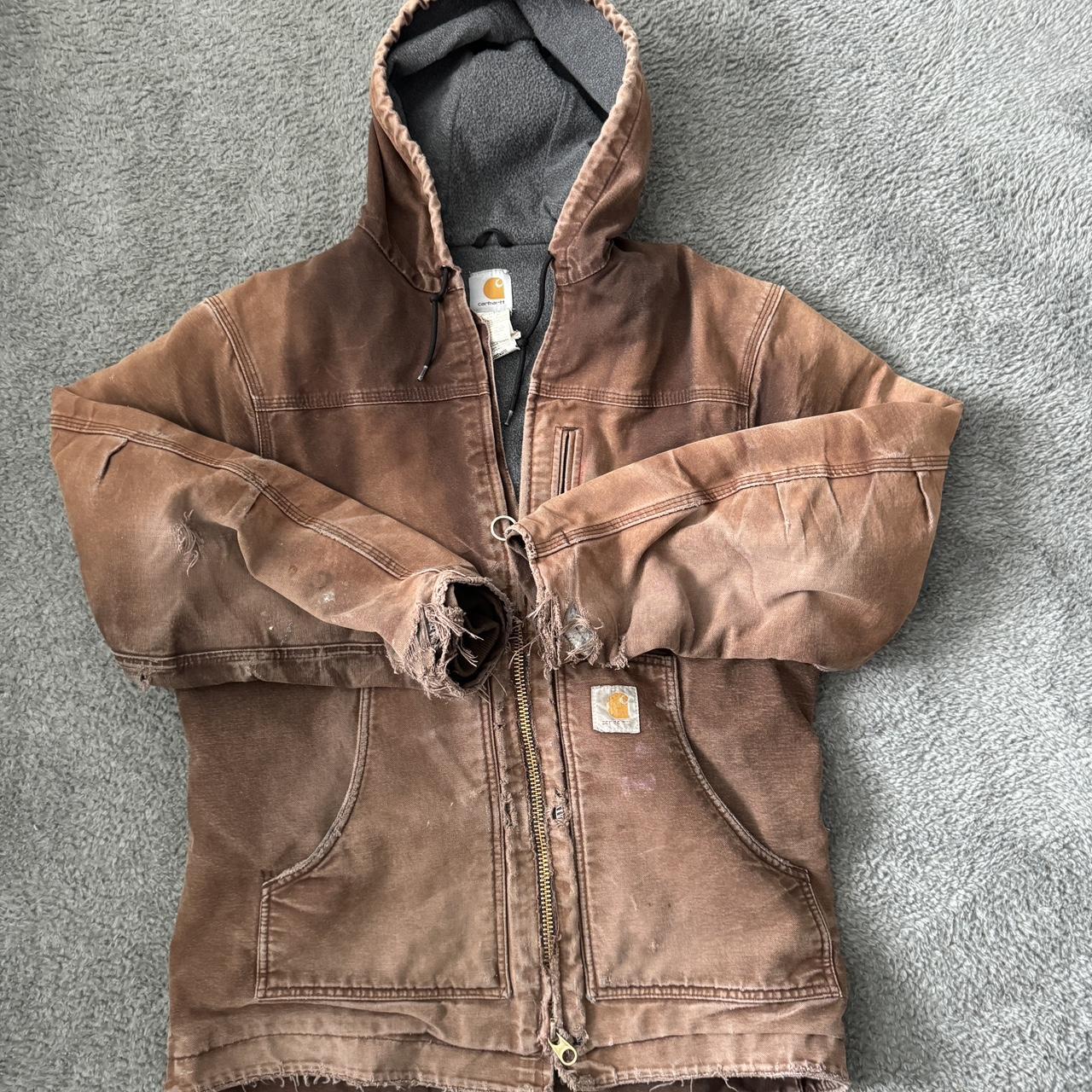 Large / XL brown Carhartt jacket vintage - Depop