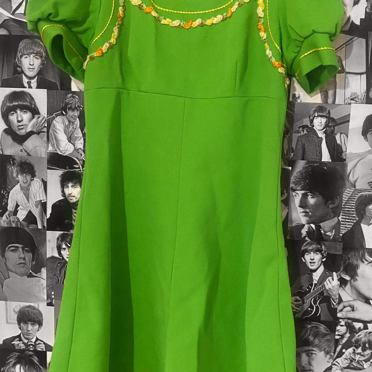 60s 70s Vintage Puff Sleeve Shift Dress With Flower Depop