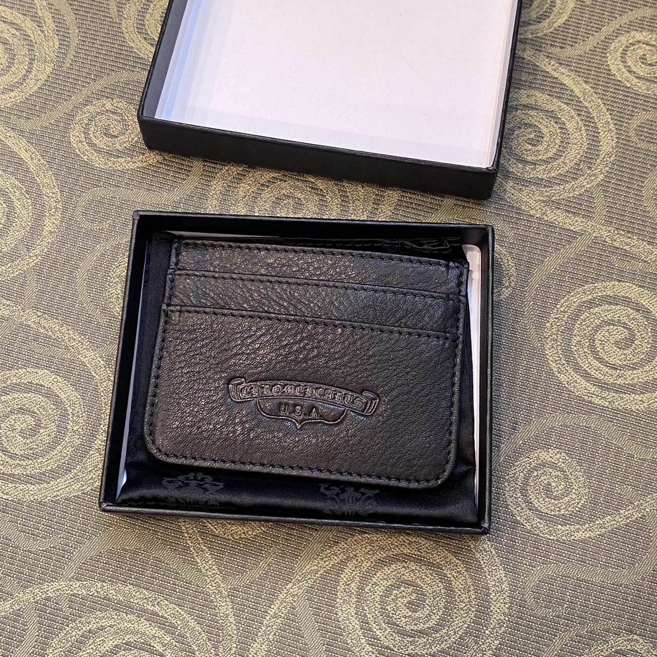 chrome hearts custom card holder black and silver... - Depop