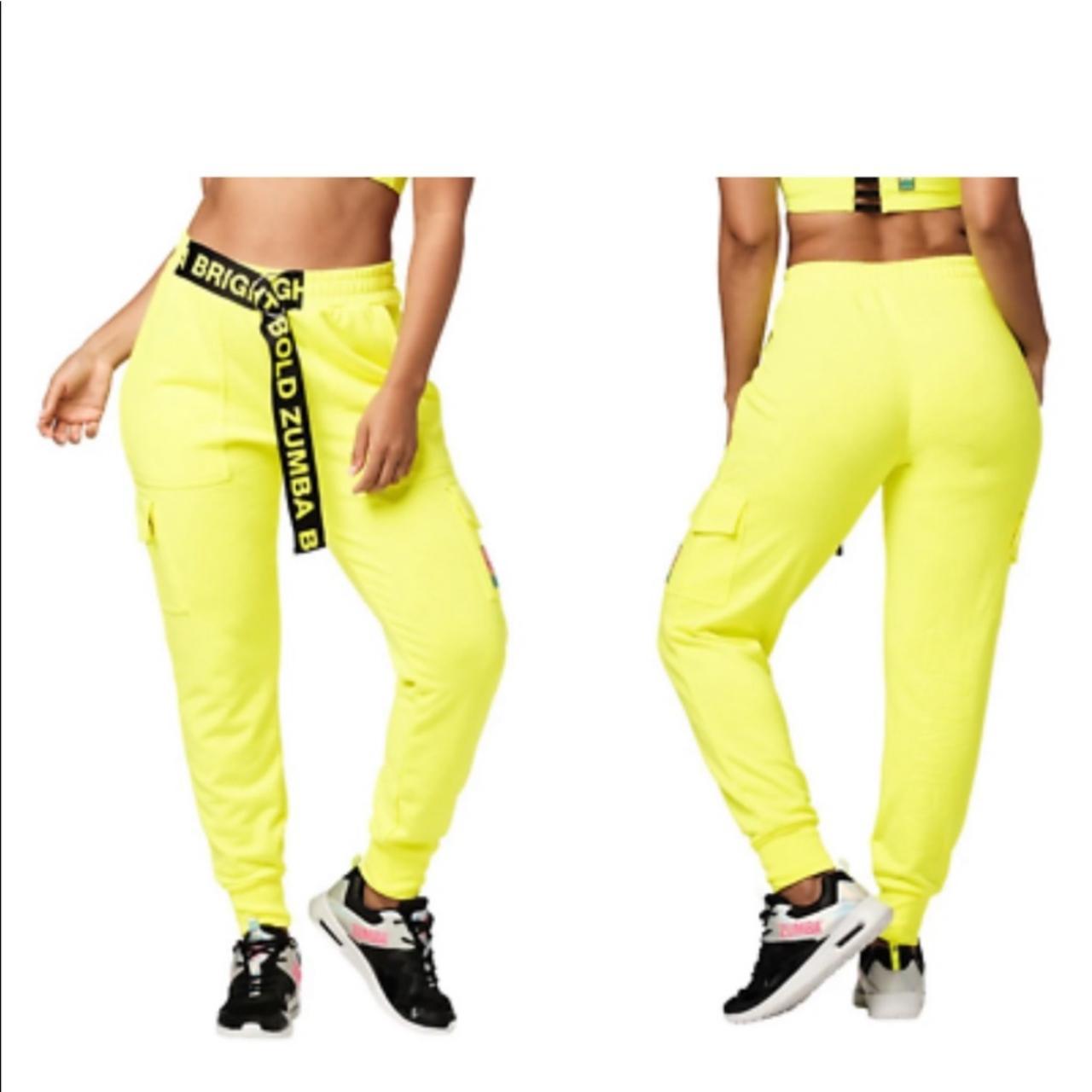 BRAND NEW ZUMBA BRIGHT BOLD CARGO PANTS CAUTION SZ... - Depop