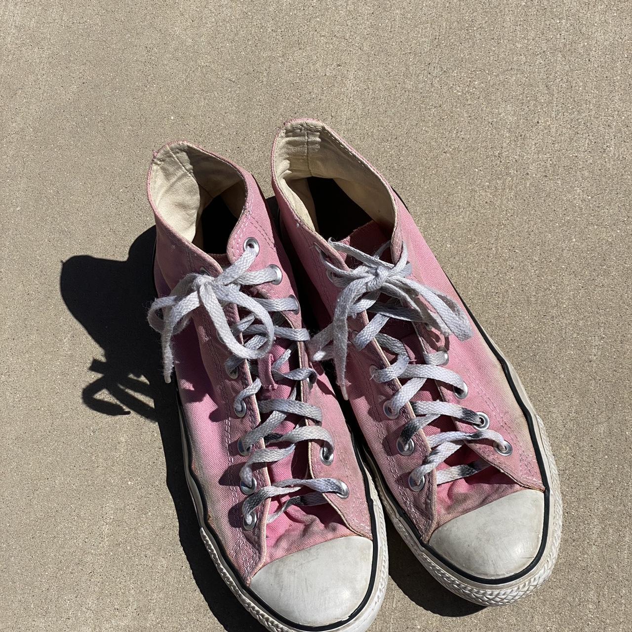 Pink chuck Taylor converses got some ware to... - Depop