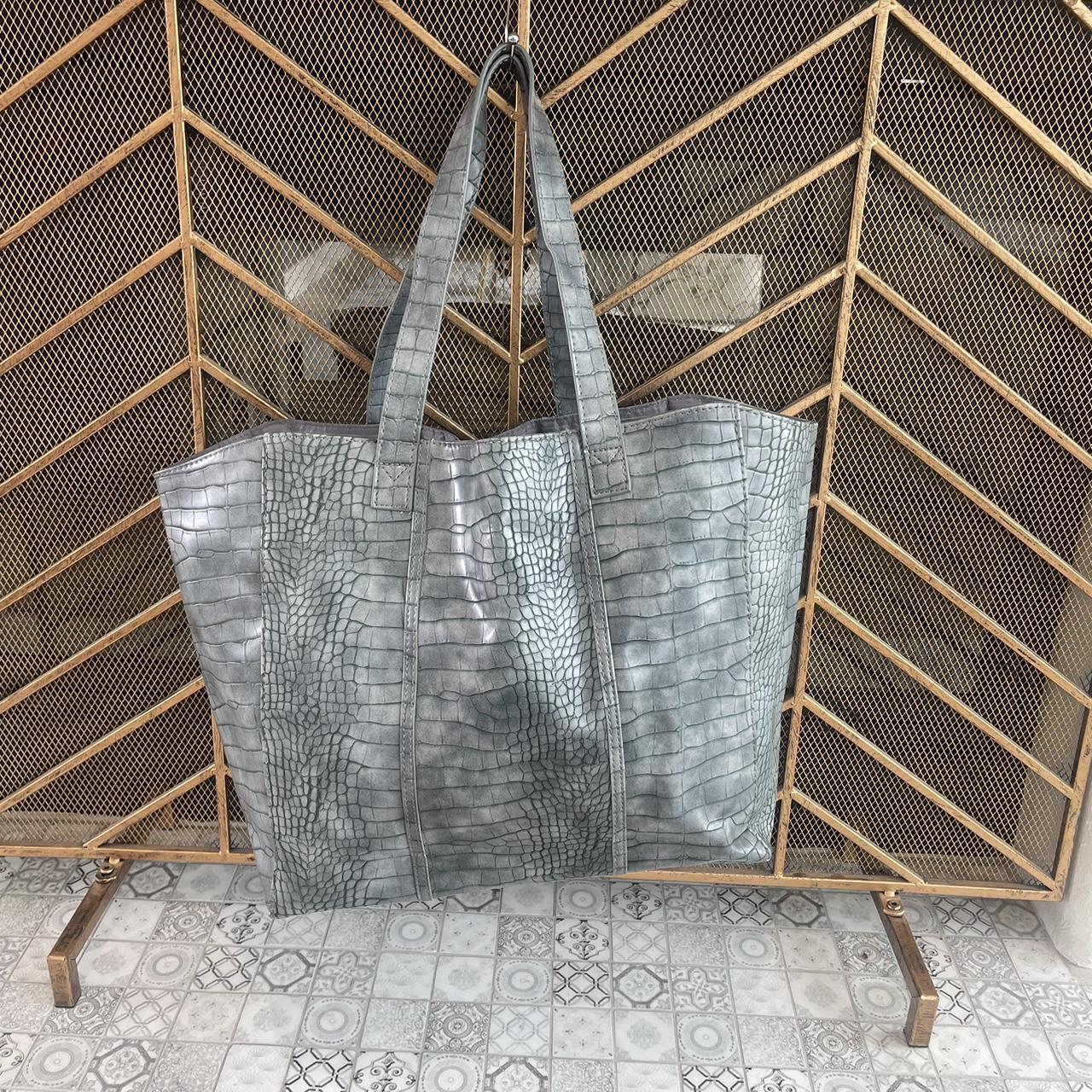 Neiman Marcus grey snake skin (leather) large tote... - Depop