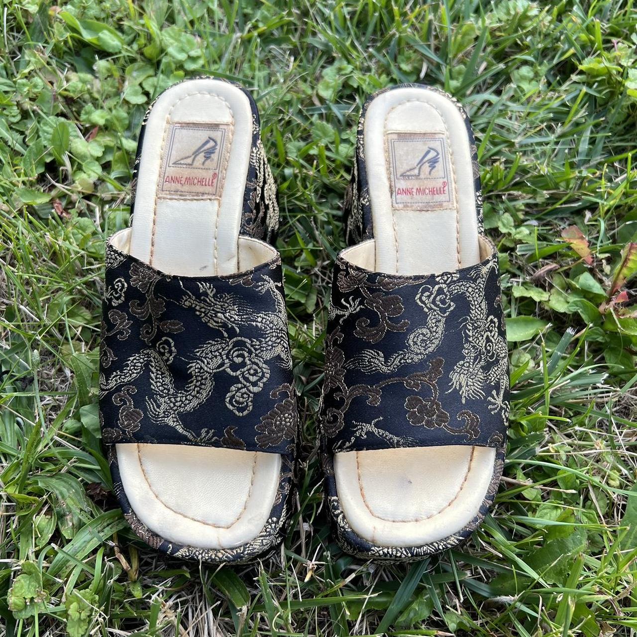 Unique black and gold dragon platform sandals,... - Depop